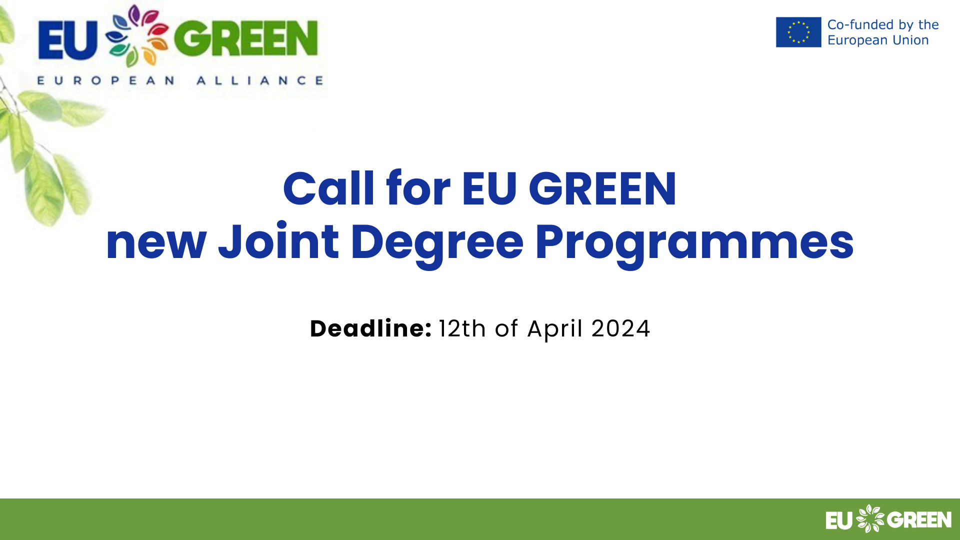 Call for EU GREEN pilot new joint degree programmes – EU GREEN